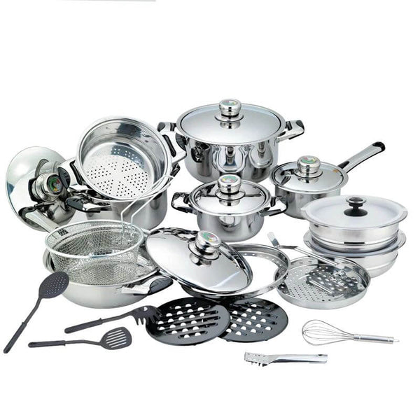 Stainless Steel Cookware Heavy Bottom Pots 27 Pieces Set | Perfect Dealz